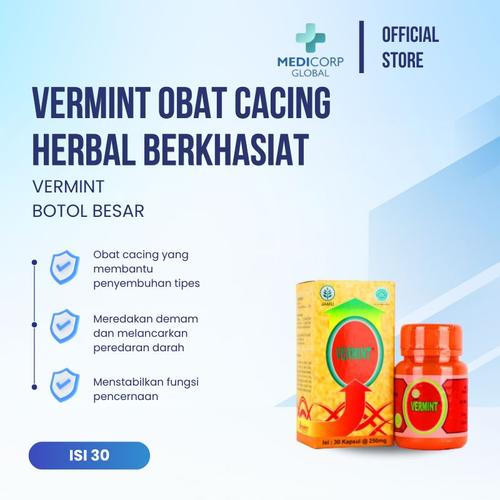 Jual VERMINT obat ekstrak cacing herbal isi 30 untuk tifus demam ...