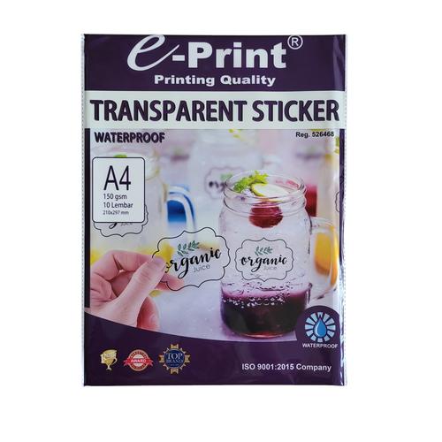 Jual E-Print Transparent Sticker A4 / Kertas Stiker Transparan Eprint ...