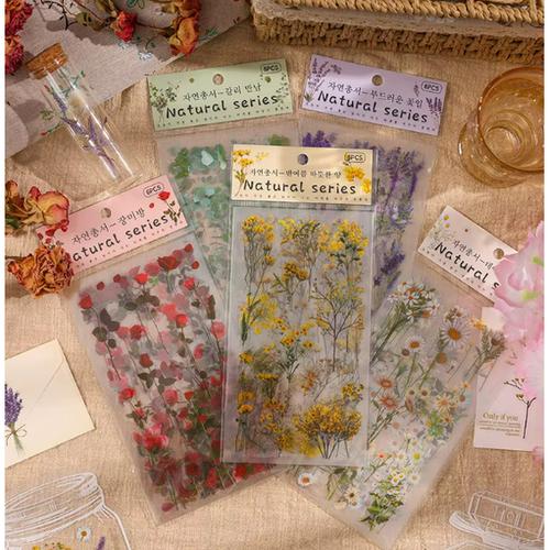 Promo 6 Lembar Sticker Bunga & Daun Plants PET Transparant Sticker ...