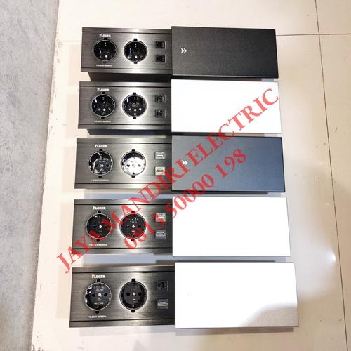 Jual Stop kontak meja Sliding Slide Geser Silver Hitam socket meja ...