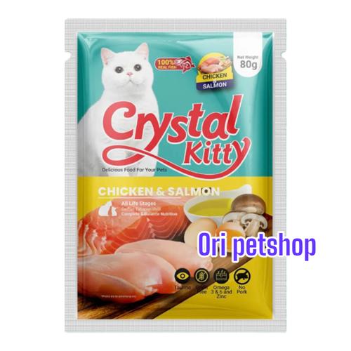 Jual Crystal Kitty Pouch Sachet Chicken & Salmon 80g Makanan Basah ...