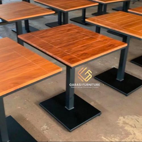 Jual meja cafe meja makan restoran meja kantin meja industrial top kayu ...