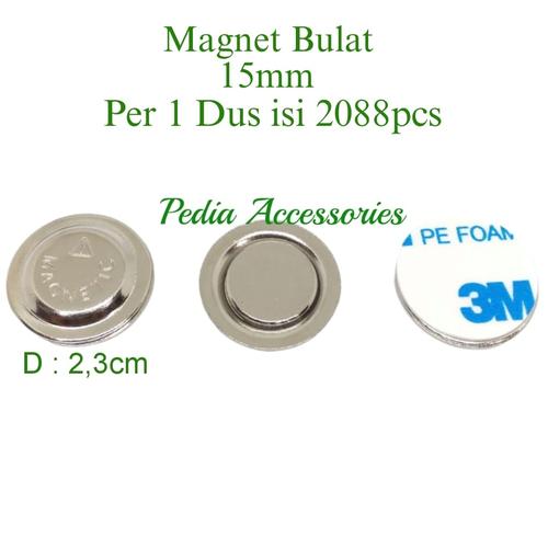 Jual Magnet Pin/Magnet Nama Dada Caution Bulat Diameter 23mm(15mm) PER ...