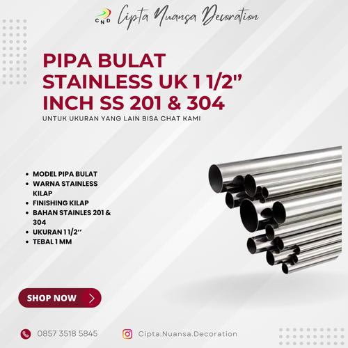 Jual PIPA BULAT STAINLESS UK 1 1/2" INCH / 1,5" INCH SUS 201 & 304 ...