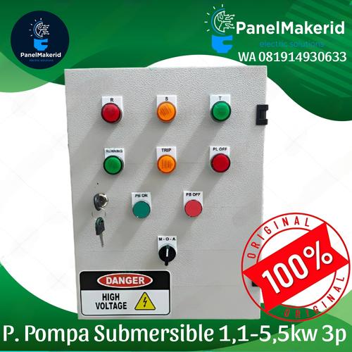 Jual panel pompa submersible 3phase 1,1-5,5kw otomatis wlc omron - plat ...