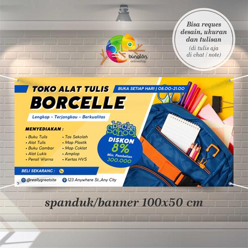 Jual Cetak Spanduk Banner Biru dan kuning modern simpel jualan produk ...