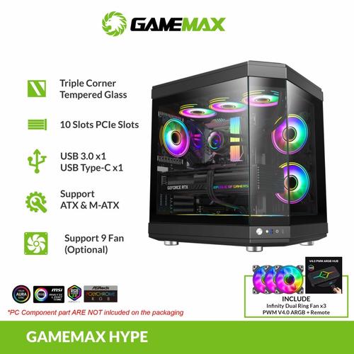 Jual GAMEMAX HYPE PC Gaming Case | Casing ATX (Black/White) - Black, Packing standar - Kota ...