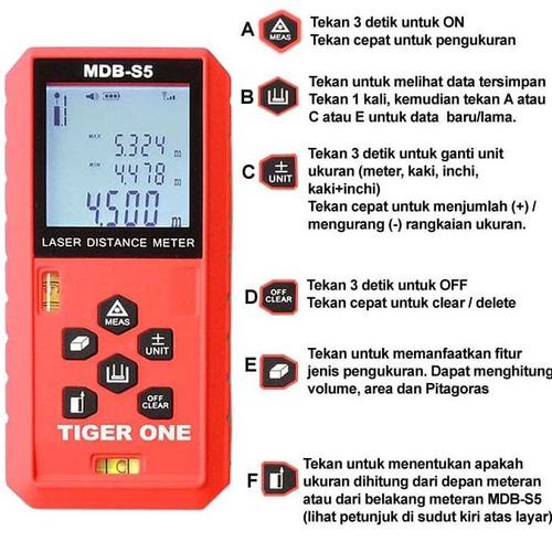 Jual Laser Distance Meter, meteran digital MDB-S5, alat ukur jarak ...