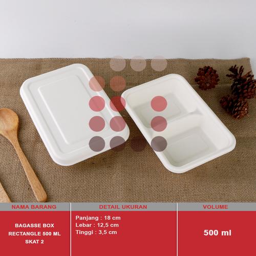Jual BAGASSE BOX RECTANGEL 500ML SKAT 2 KEMASAN RAMAH LINGKUNGAN ...