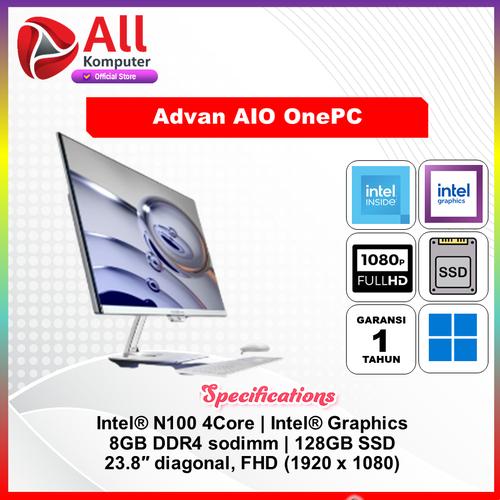 Promo Advan PC AIO Intel N100 Ram 8Gb Storage 256Gb Ssd Layar 23.8 inch ...
