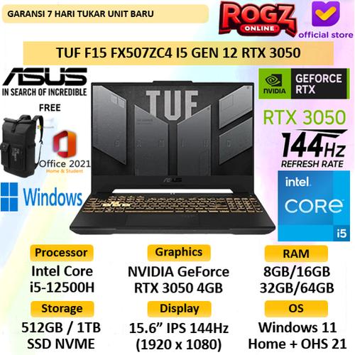 Promo Asus TUF Gaming F15 FX507 RTX 3050 I5 12500H 32GB 1TB SSD W 11 ...