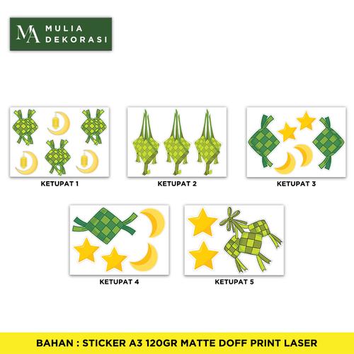 Jual Sticker Aksesoris Tema Lebaran Gambar Ketupat Custom Bulan Bintang ...