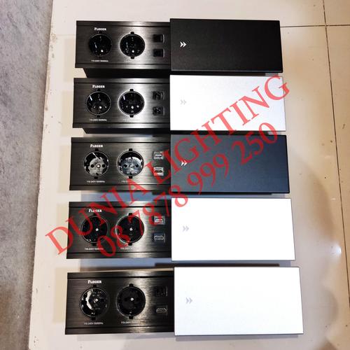 Jual Stop kontak meja sliding hitam komplit multimedia socket meja ...