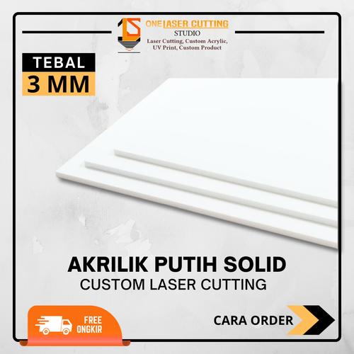 Jual Akrilik / Acrylic Lembaran Custom Putih Solid/Kapur 3 mm Laser ...