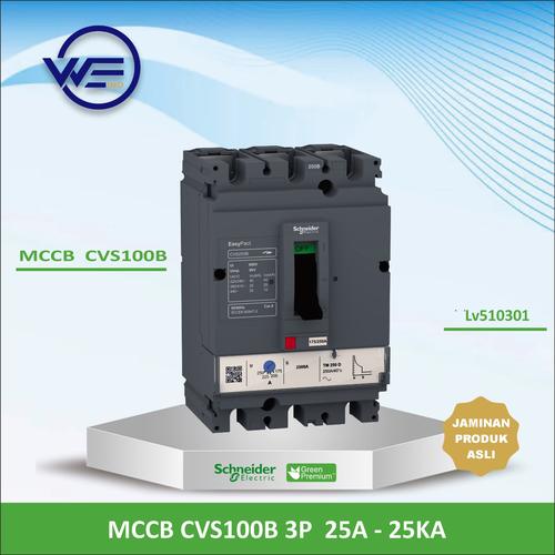 Jual MCCB CVS100B 3P 25A LV510301 Schneider Easypact Breaker 3 Phase 25 Ampere 25KA Original ...