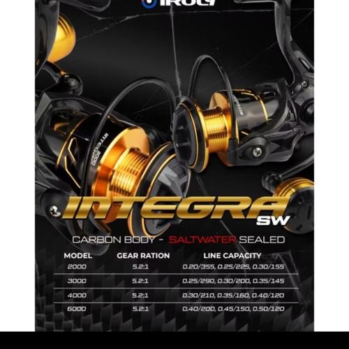 Jual Reel IROLY INTEGRA SW CARBON BODY 1000 2000 3000 4000 6000 POWER HANDL - 2000 - Kab ...