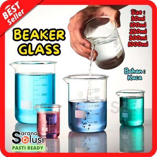 Promo Beaker Glass Gelas Ukur Laboratorium Kimia Kaca 50ml 100ml 250ml ...