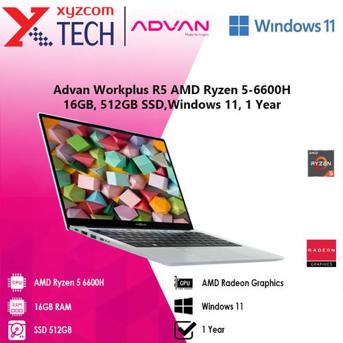 Jual Advan Workplus R5 AMD Ryzen 5-6600H, 16GB, 512GB SSD, Windows 11 ...