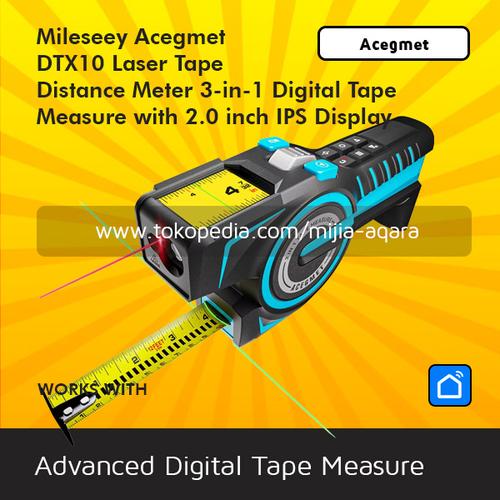 Jual Mileseey Acegmet DTX10 Meteran Pintar Laser Tape Distance Meter 3-in-1 Digital Tape Measure ...
