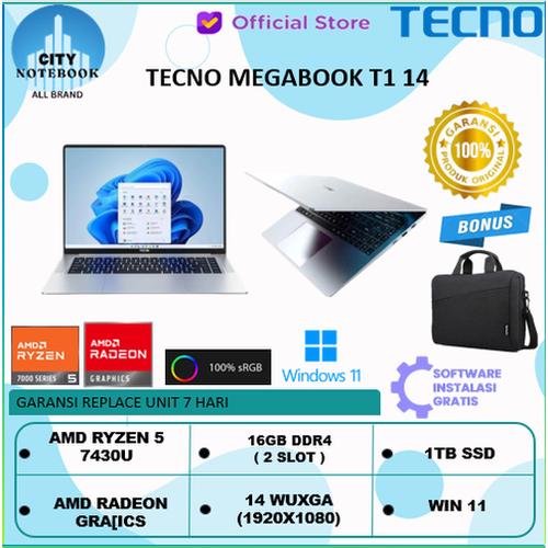 Promo Tecno Megabook t1 14 ryzen 5 7430u 16gb 1tbssd windows 11 ...