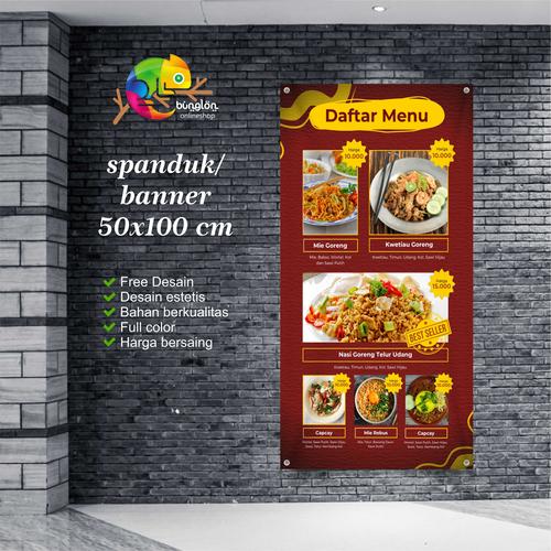Jual Cetak Spanduk Banner Kuning dan Merah Estetik Simpel Daftar Menu ...