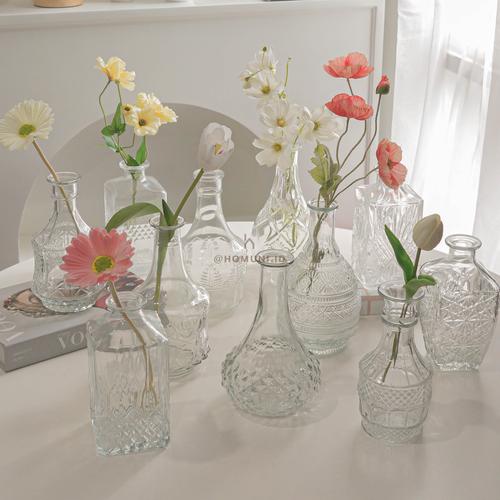 Jual Vas Bunga Botol Bening Kaca Transparan Impor/Korea Glass Vase ...