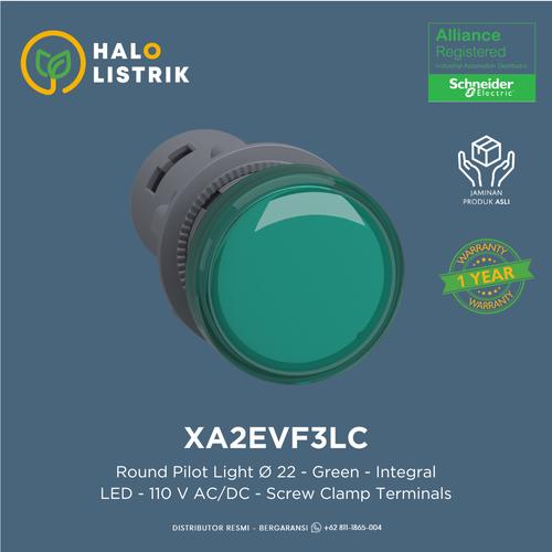Jual XA2EVF3LC Round Pilot Light Ø 22 - Green - Integral LED - 110 V AC ...