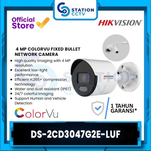 Jual DS-2CD3047G2E-LUF Hikvision 4MP ColorVu Fixed Bullet Network ...