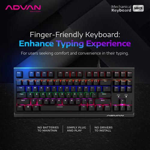 Jual Advan MK01 Mechanical Keyboard Gaming TKL Rainbow LED - Black Switch - Kota Batam ...