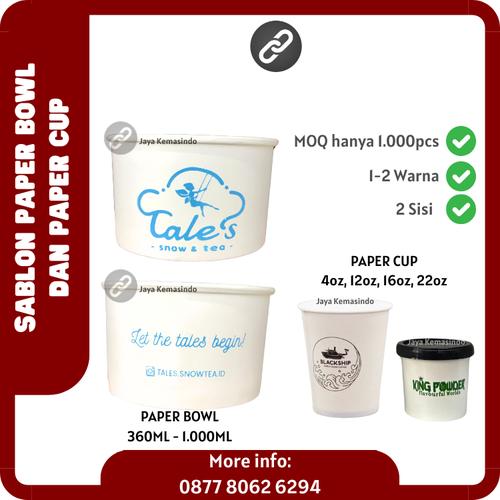 Jual Sablon Paper Bowl | Custom Sablon Paper Bowl 360ml, 500ml, 650ml ...