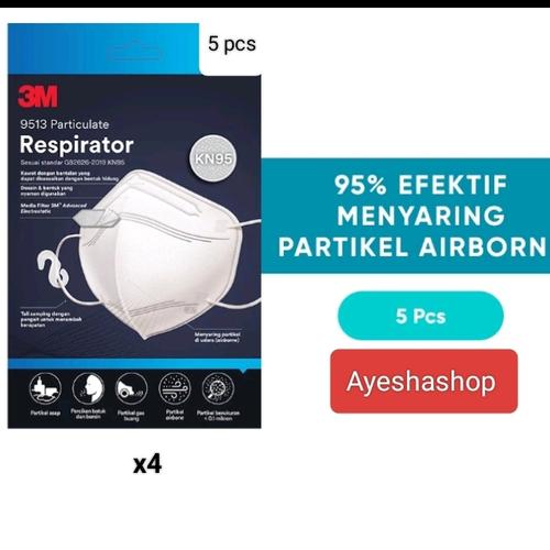 Promo masker 3M respirator KF94 isi 20 pcs white - KN95 9513 putih, 1 ...