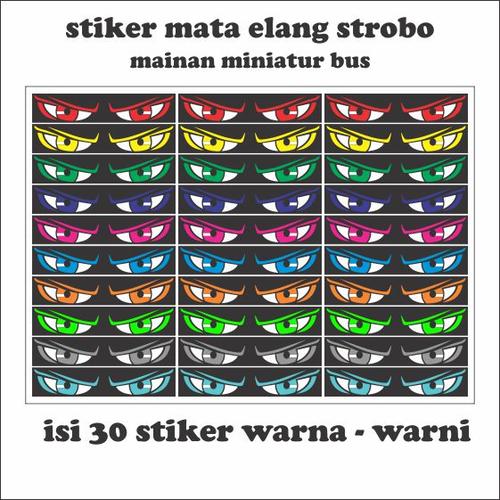 Jual stiker mata miniatur bus | isi 30 stiker | anti air warna cerah ...