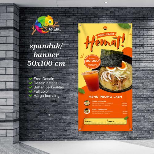 Jual Cetak Spanduk Banner Menu Paket Hemat Kreatif Ilustrasi Kuning dan Oranye - 40x80 - Kab ...