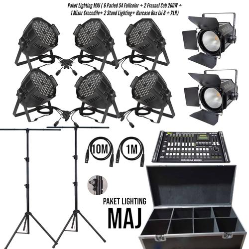 Jual Paket Lighting MAJ ( 6 Parled 54 Fullcolor + 2 Fresnel COB 200W ...