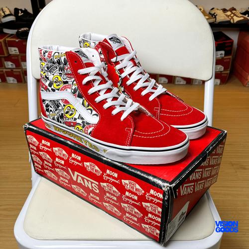 Promo Sepatu Vans Sk8 High Mooneyes Logo Black Red 2023 Original 100% ...