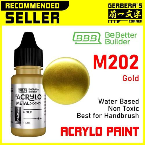 Promo ACRYLO PAINT M202 GOLD Metal Effect - BOTOL TETES - Water Based ...