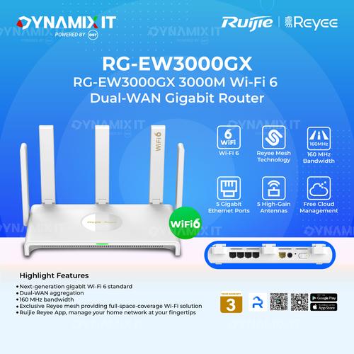 Promo Ruijie RG-EW3000GX 3000M Wi-Fi 6 Dual-WAN Gigabit Wireless Router ...