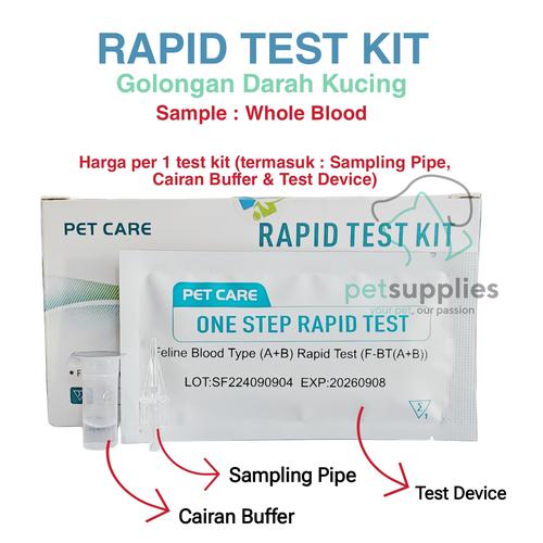 Jual Rapid Test Golongan Darah Kucing A+B Feline Blood Typing Rapid ...