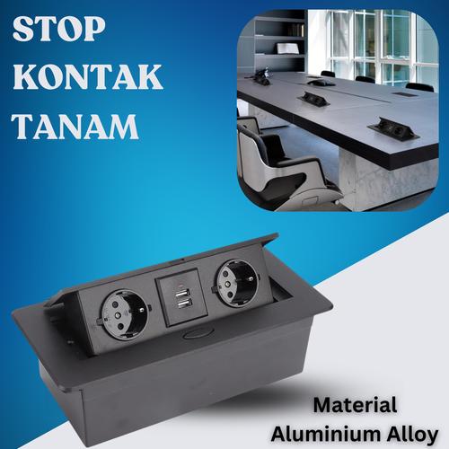 Jual Stop Kontak Tanam Meja Pop Up Electric Plug Socket with USB Port ...