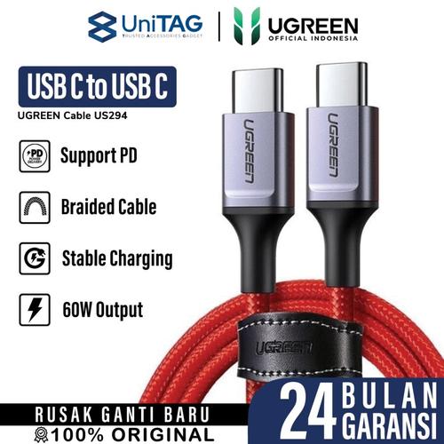 Promo Cable USB Type C to USB C UGREEN 3A QC PD Fast Charging Braided Kabel - 1m, Red - - UniTAG ...