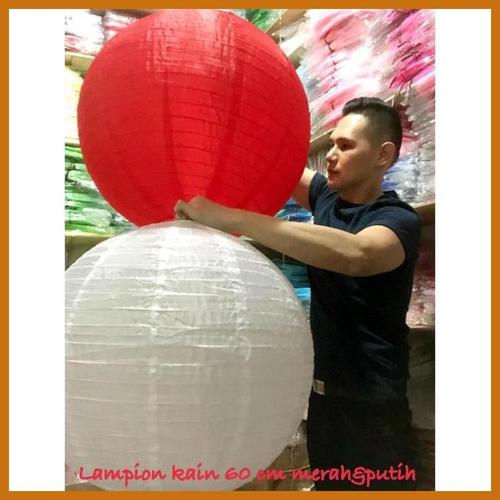 Jual ''Baru" Lampion Bulat Kain Jumbo Outdoor 60 Cm Merah Putih Hut Ri ...