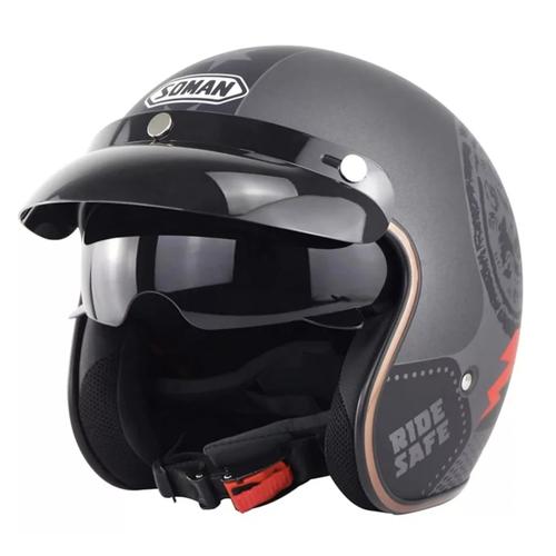 Jual Helm Motor Half Face Soman Helmet Hitam Retro - Jakarta Barat ...