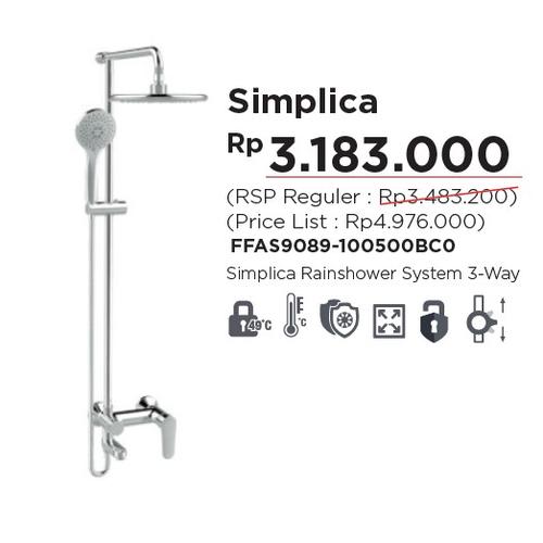 Jual Shower Tiang American Standard Simplica Series / Shower Chrome 3 ...