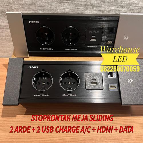 Jual Stop Kontak Meja Multimedia 2 Stopkontak EU Arde 2 USB Charging A ...