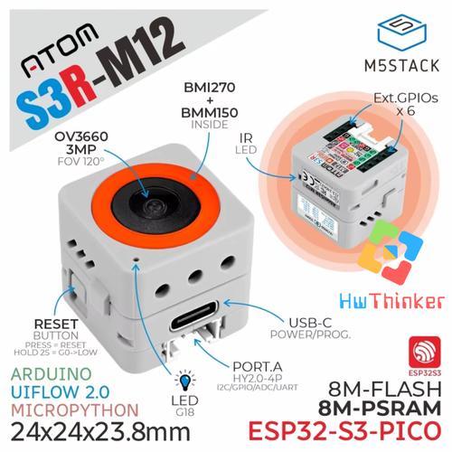 Jual M5Stack ATOM S3R ATOMS3R M12 CAM Camera Kit ESP32-S3 ESP32S3 Board ...