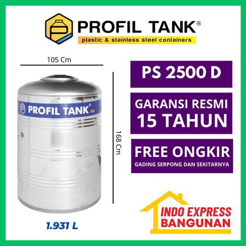 Jual TANGKI/TOREN AIR STAINLESS STEEL DATAR PROFIL TANK PS 2500 D - Kab ...