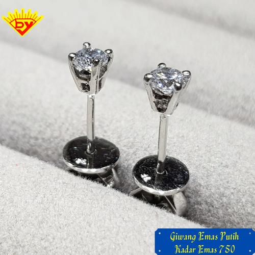 Jual Giwang Emas Putih Permata Zirconia Baru Kadar Emas 750 - Jakarta ...