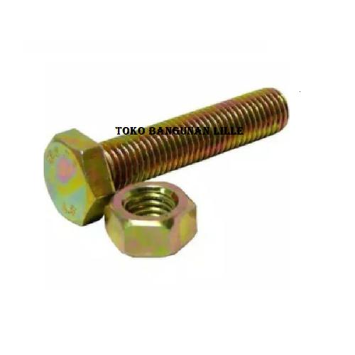 Jual Mur Baut Kuning m 10 x 40 mm Hex Bolt Nut Galvanis M10 x 4 cm Baut ...