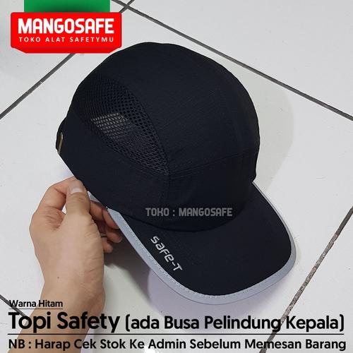 Jual Topi Safety Proyek Warna Hitam dengan Batok Busa Pelindung + ikat ...