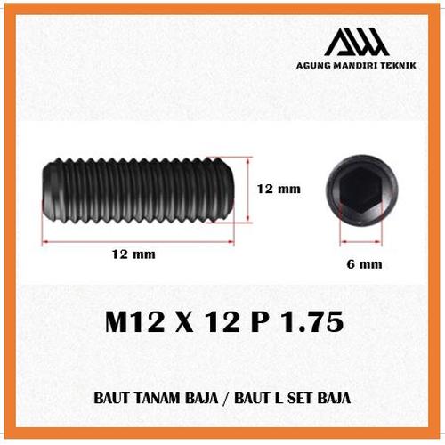 Jual Baut L Tanam M12x12 Hitam / L-Set M12 x 12 / Baja Socket Set Screw ...